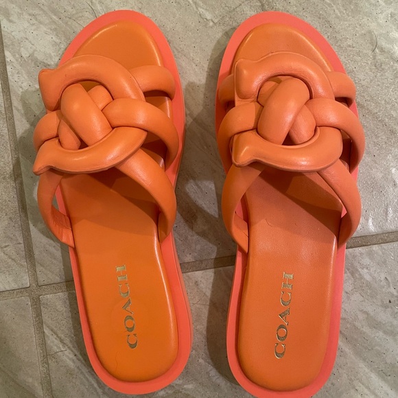 Coach | Shoes | Coach Womens Bright Orange Knot Sandals | Poshmark